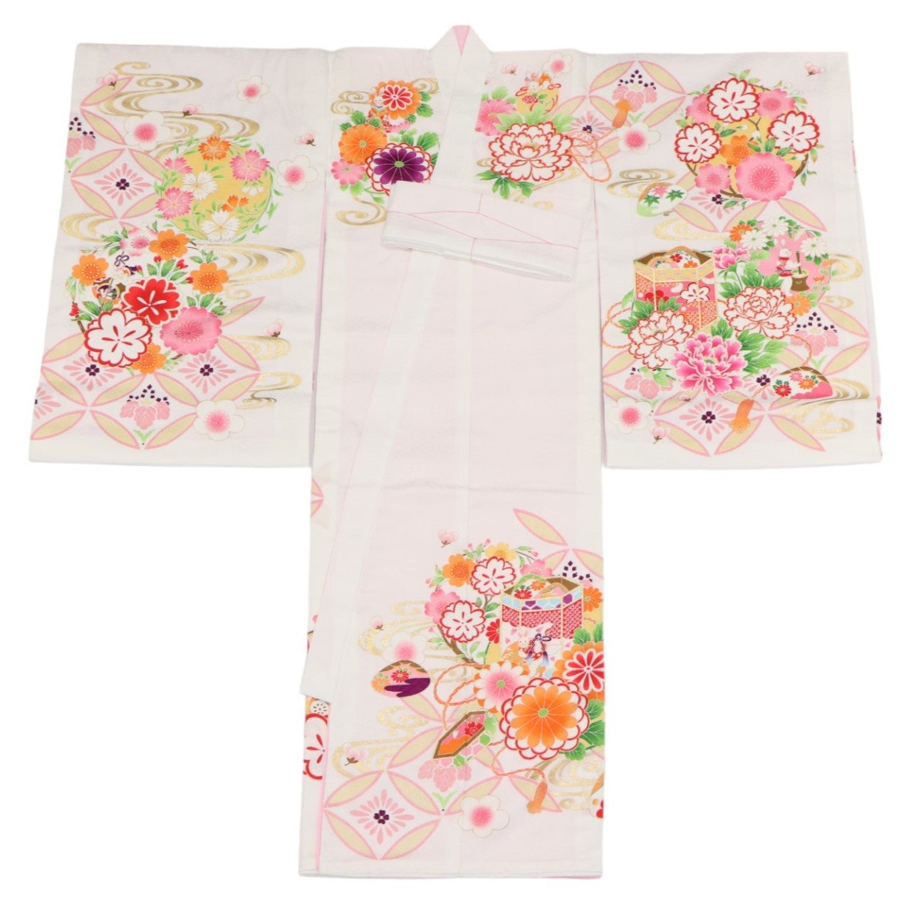 [レンタル] 女の子 お宮参り 産着レンタル6点フルセット 貝桶 白の宅配レンタル - Rentio[レンティオ]